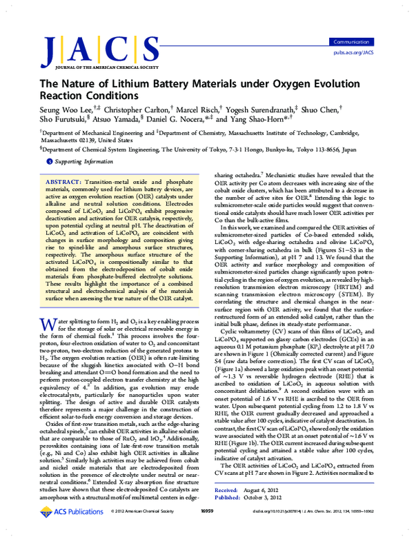 (PDF) The Nature of Lithium Battery Materials under Oxygen Evolution ...