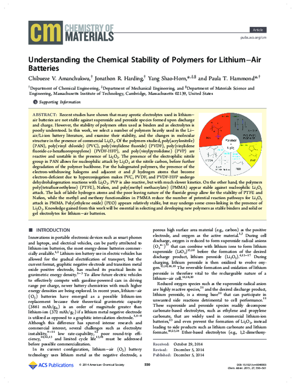 Understanding the Chemical Stability of Polymers for Lithium–Air Batteries