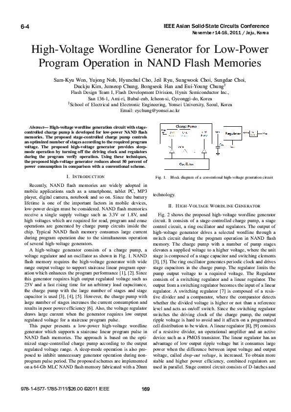 Pdf High Voltage Wordline Generator For Low Power Program Operation In Nand Flash Memories