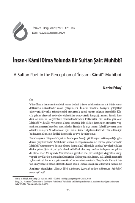(PDF) A Sultan Poet in the Perception of "İnsan-ı Kâmil": Muhibbî ...