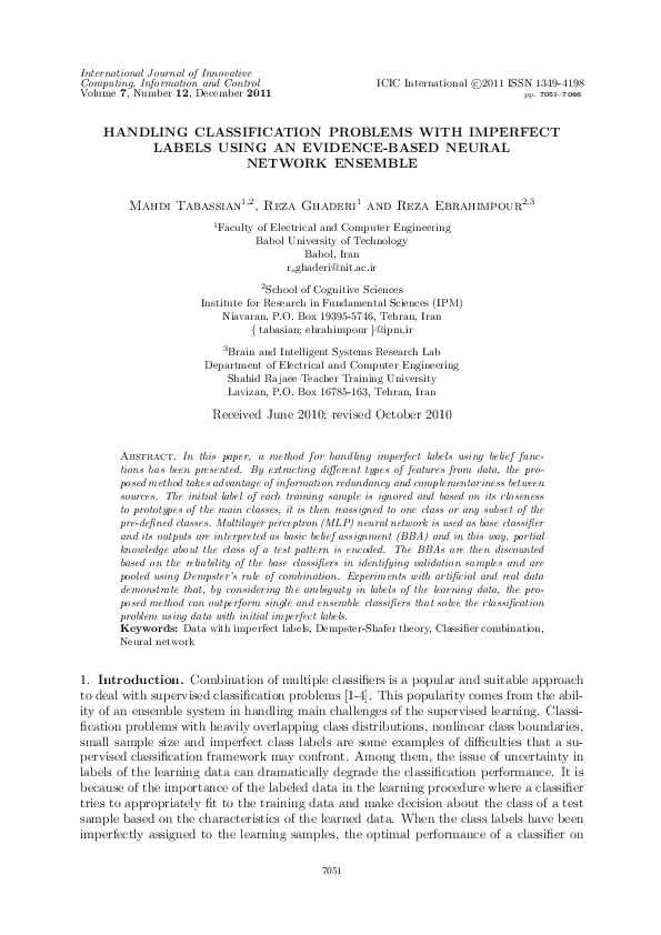 (PDF) Handling Classification Problems with Imperfect Labels Using an ...