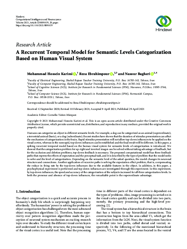(PDF) Recurrent Model for Semantic Categorization