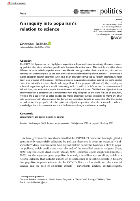 (PDF) An inquiry into populism's relation to science