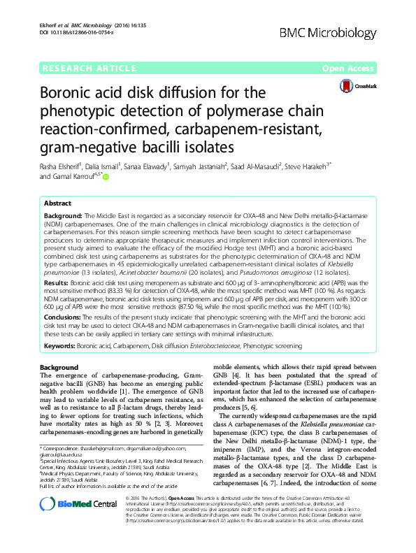 (PDF) Boronic acid disk diffusion for the phenotypic detection of ...