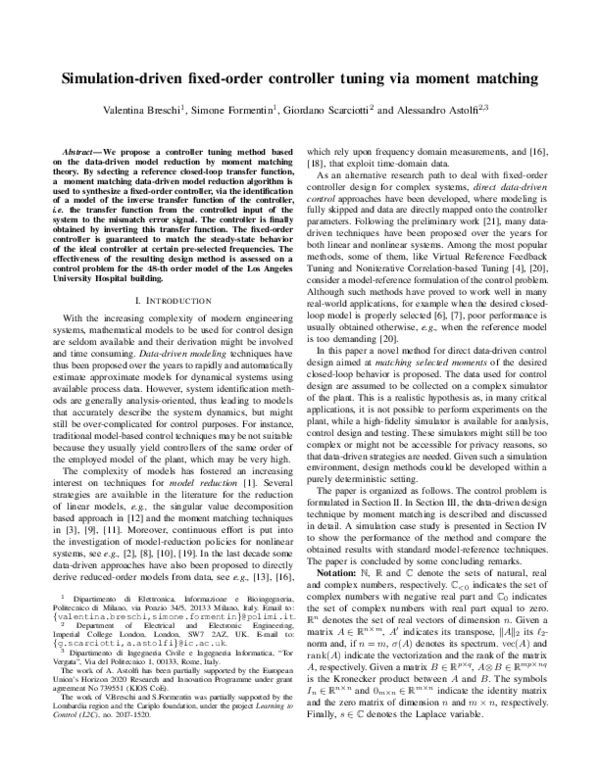 (PDF) Simulation-driven fixed-order controller tuning via moment matching