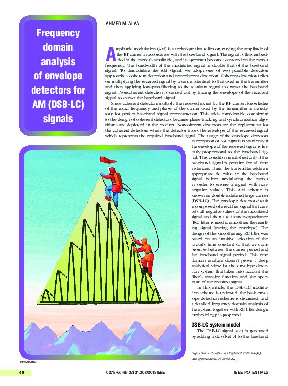 Pdf Frequency Domain Analysis Of Envelope Detectors For Am Dsb Lc