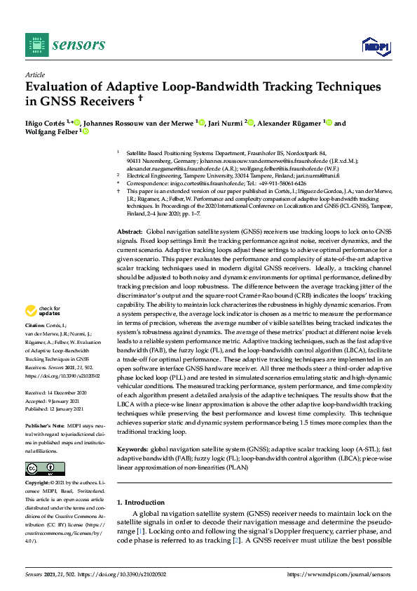 (PDF) Evaluation of Adaptive Loop-Bandwidth Tracking Techniques in GNSS Receivers