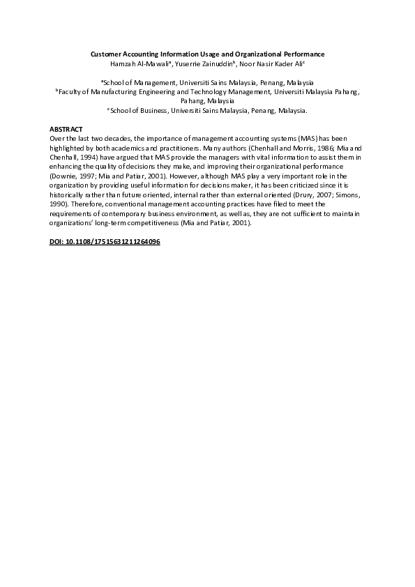 (PDF) Customer accounting information usage and organizational performance