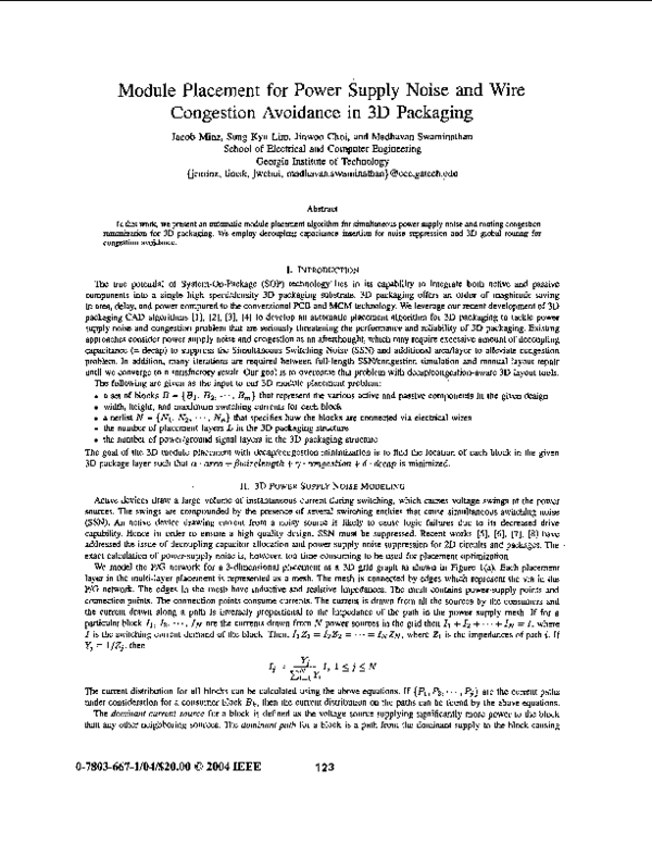 (PDF) Module placement for power supply noise and wire congestion ...