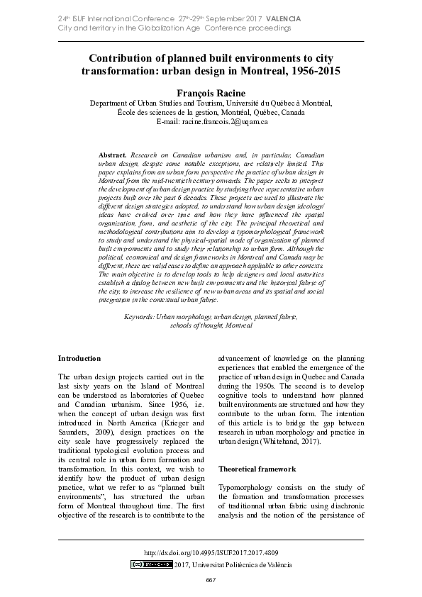 (PDF) Contribution of planned built environments to city transformation ...