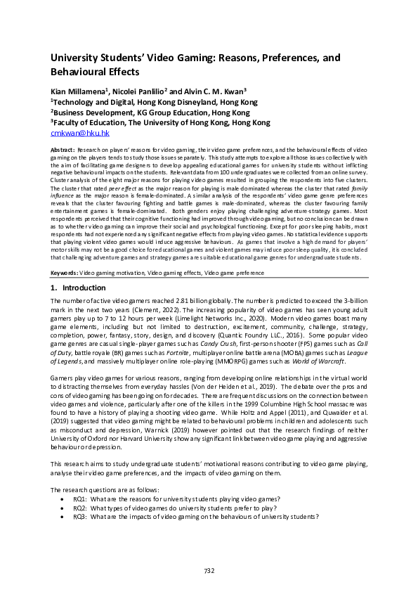 (PDF) University Students’ Video Gaming - Reasons, Preferences, and ...