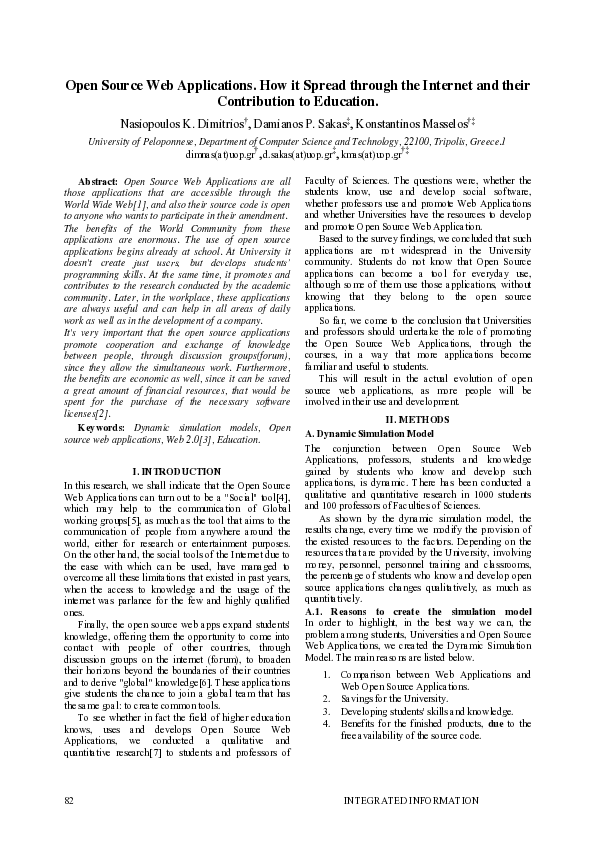 Pdf 82 Integrated Information Open Source Web Applications How It Spread Through The Internet