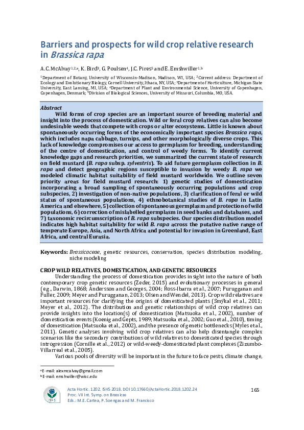 (PDF) Barriers and prospects for wild crop relative research inBrassica ...
