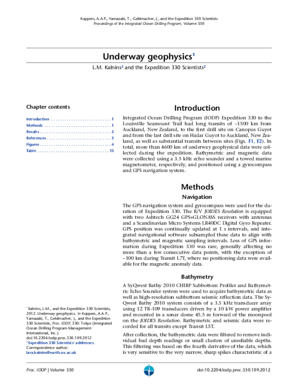 (PDF) Underway geophysics