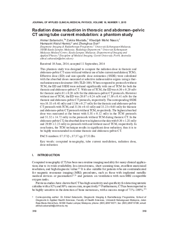 (PDF) Radiation dose reduction in thoracic and abdomen-pelvic CT using ...