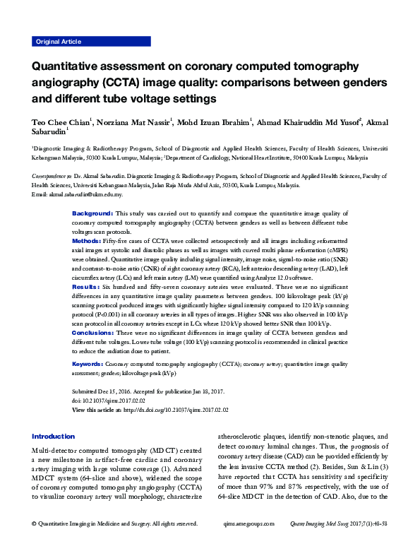 (PDF) Quantitative assessment on coronary computed tomography angiography (CCTA) image quality ...