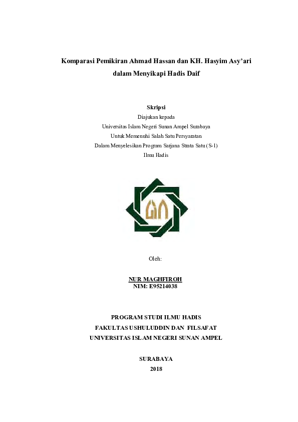 (PDF) Komparasi pemikiran Ahmad Hassan dan KH. Hasyim Asy’ari dalam ...