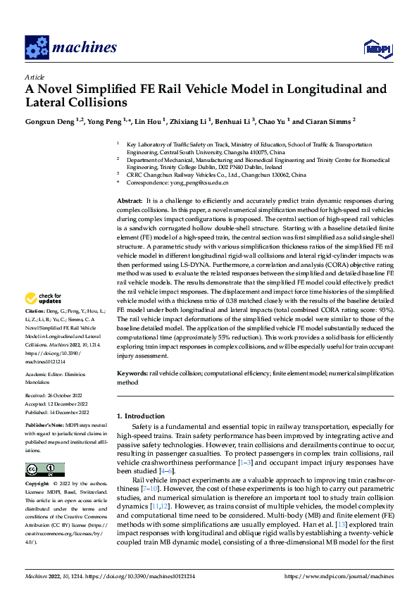 (PDF) A Novel Simplified FE Rail Vehicle Model in Longitudinal and ...