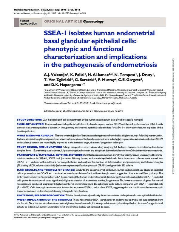 (PDF) SSEA-1 isolates human endometrial basal glandular epithelial ...