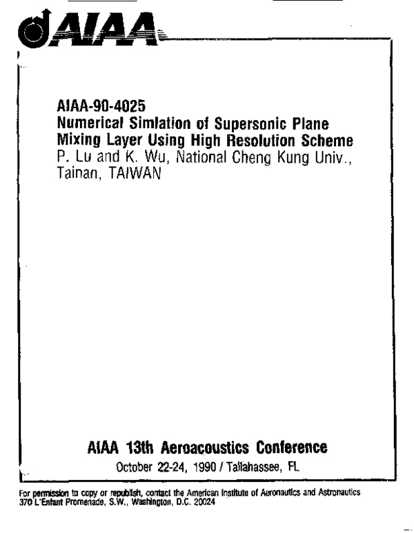 Pdf Numerical Simulation Of Supersonic Mixing Layer Using High Resolution Scheme Pong Jeu Lu