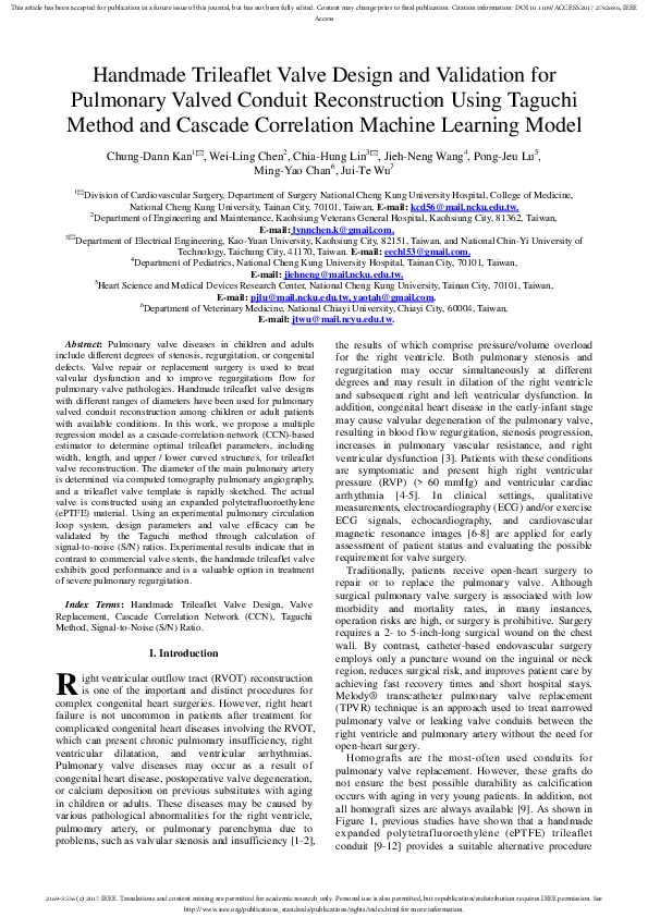 (PDF) Handmade trileaflet valve design and validation for patch-valved ...