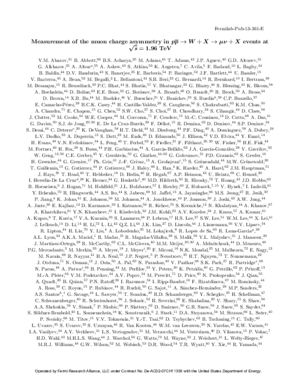 (PDF) Muon Charge Asymmetry in W Boson Decays