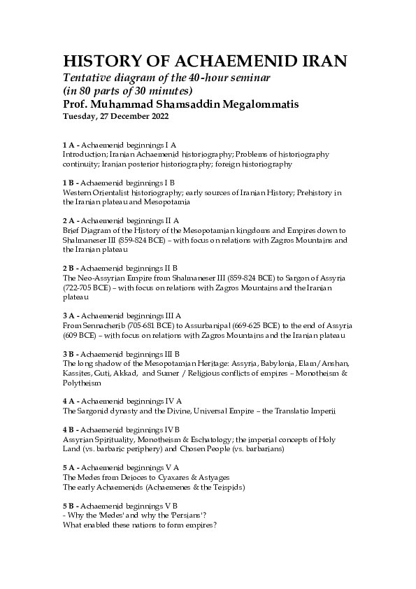 (PDF) History of Achaemenid Iran