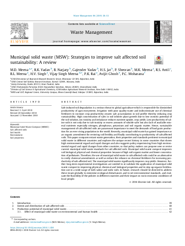 (PDF) Municipal solid waste (MSW): Strategies to improve salt affected ...