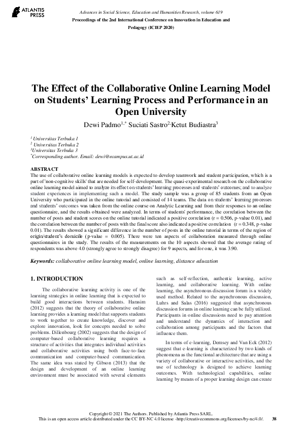 (PDF) The Effect of the Collaborative Online Learning Model on Students ...