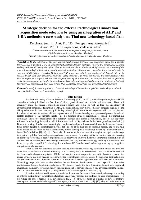 (PDF) Strategic decision for the external technological innovation ...