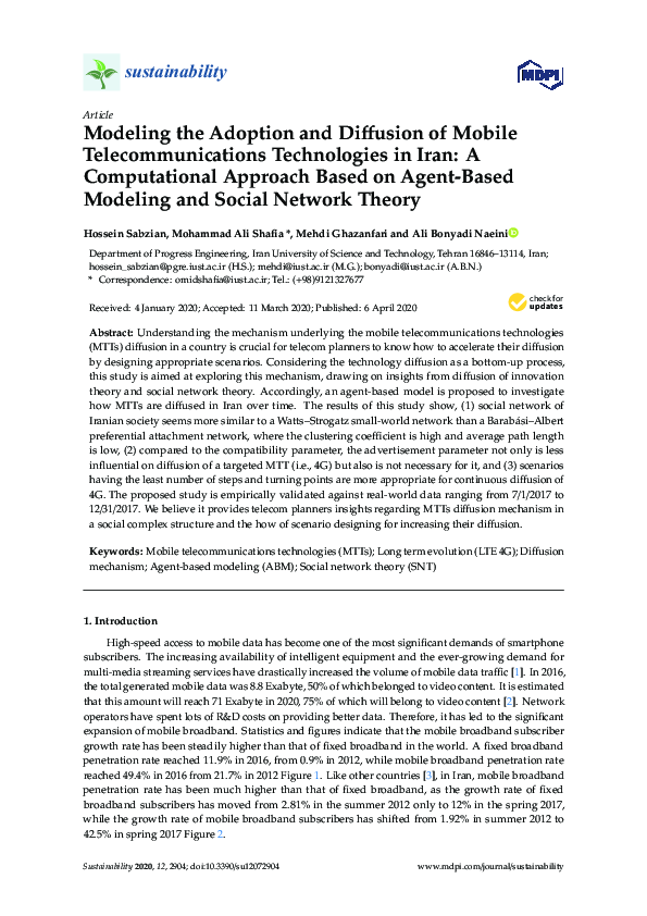(PDF) Modeling the Adoption and Diffusion of Mobile Telecommunications ...