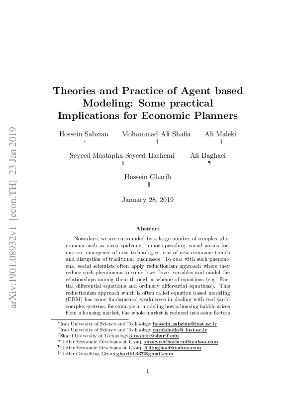 (PDF) Theories and Practice of Agent based Modeling: Some practical ...
