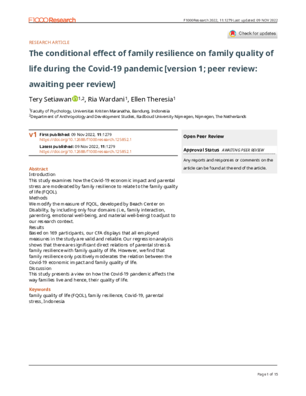 (PDF) The conditional effect of family resilience on family quality of ...