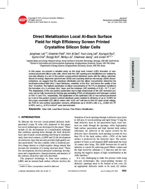 (PDF) Direct Metallization Local Al-Back Surface Field for High ...
