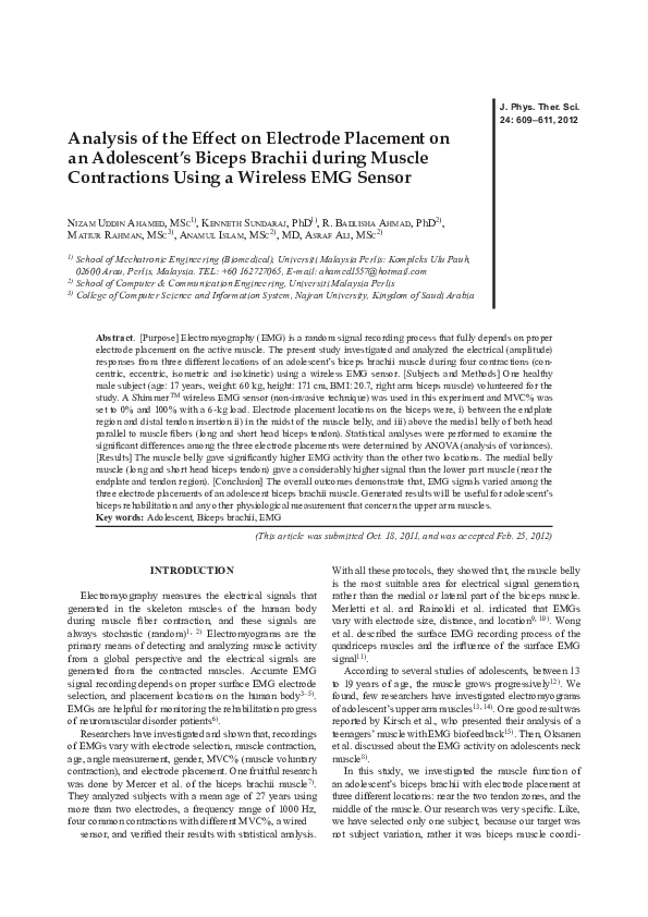 (PDF) Analysis of the Effect on Electrode Placement on an Adolescent ...