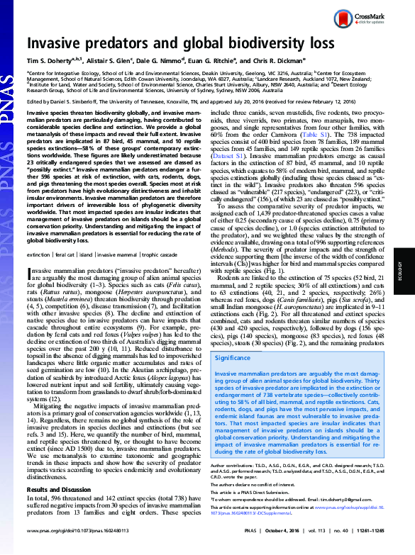 (PDF) Invasive predators and global biodiversity loss