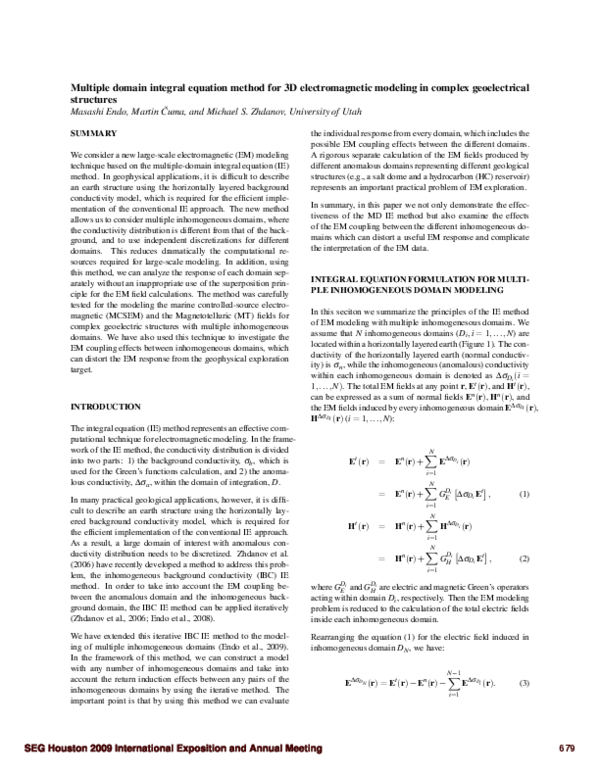 (PDF) Multiple domain integral equation method for 3D electromagnetic modeling in complex ...