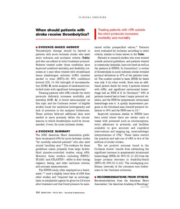 (PDF) When should patients with stroke receive thrombolytics?