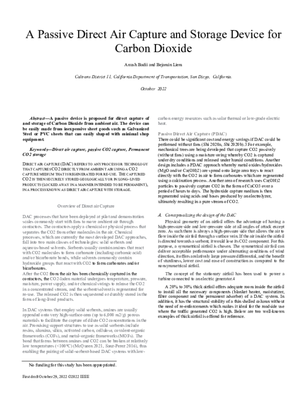 (PDF) A Passive Direct Air Capture and Storage Device for Carbon Dioxide