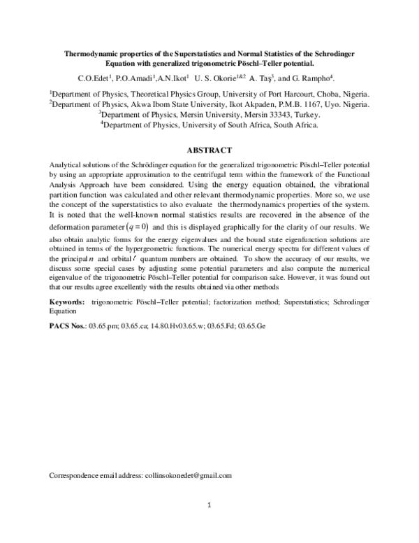 (PDF) Thermodynamic properties of the Superstatistics and Normal ...