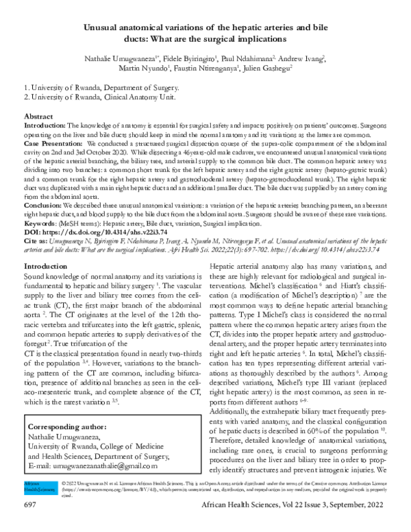 (PDF) Unusual anatomical variations of the hepatic arteries and bile ...
