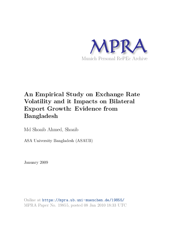 (PDF) An Empirical Study on Exchange Rate Volatility and It Impacts on ...