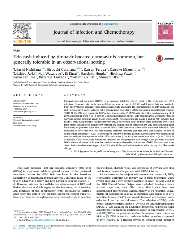 (PDF) Skin rash induced by ritonavir-boosted darunavir is common, but ...