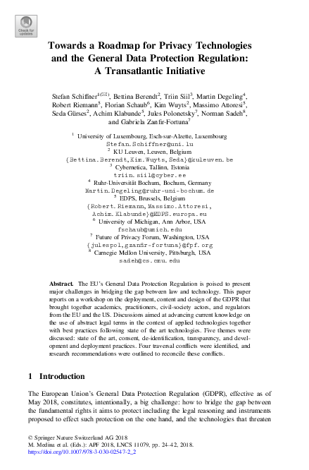 (PDF) Towards a Roadmap for Privacy Technologies and the General Data ...