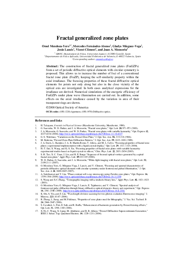 (PDF) Fractal generalized zone plates