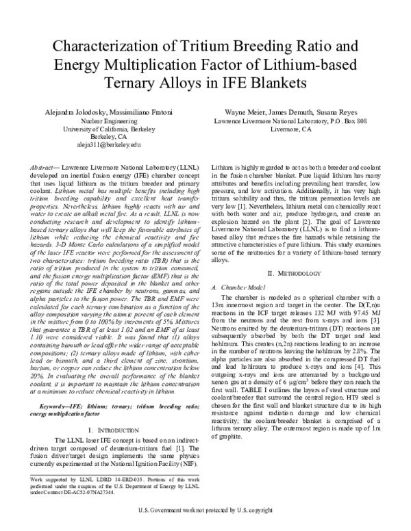 (PDF) Characterization of tritium breeding ratio and energy ...