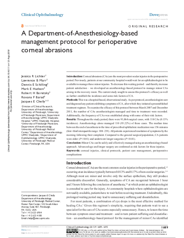 (PDF) A Department-of-Anesthesiology-based management protocol for ...