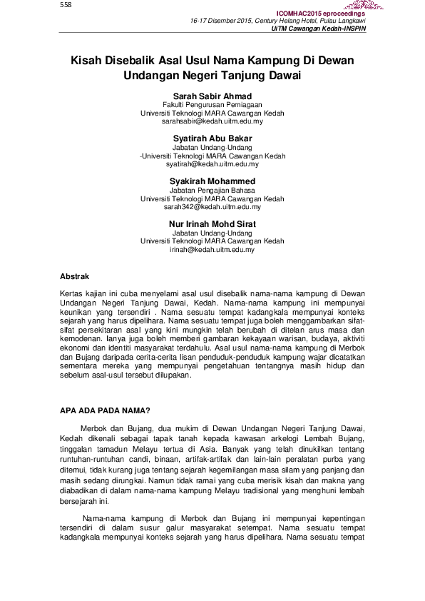 (PDF) Kisah disebalik asal usul nama kampung di Dewan Undangan Negeri ...