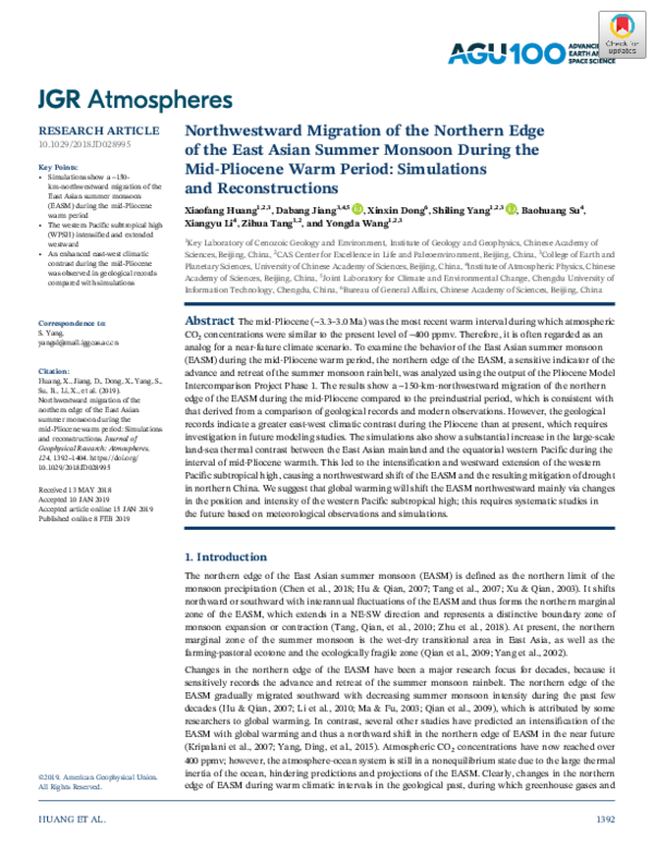 (PDF) Northwestward Migration of the Northern Edge of the East Asian ...