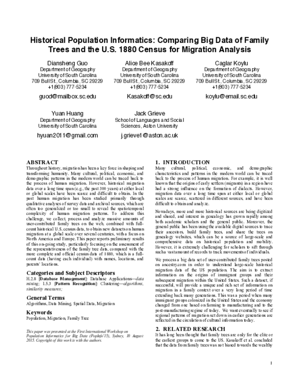 (PDF) Historical Population Informatics : Comparing Big Data of Family ...